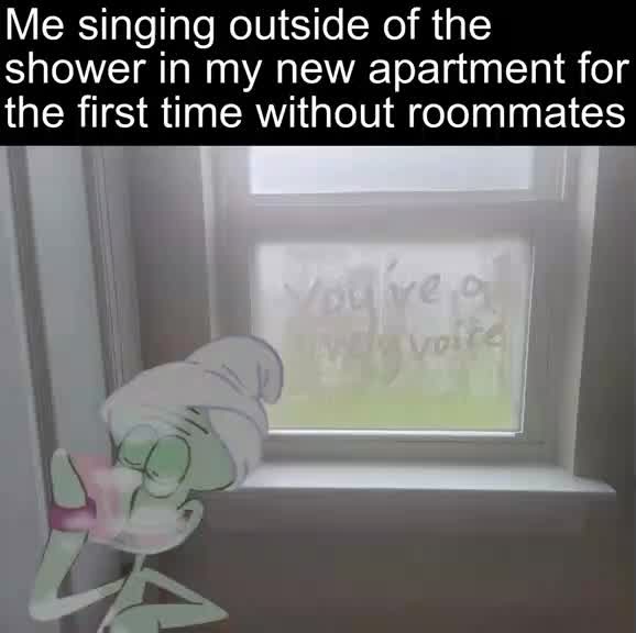 she's inside bro, the writing is on the condensation from the shower ...