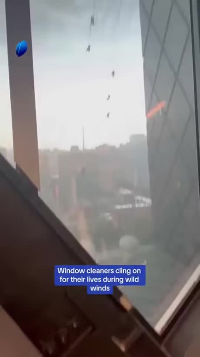 Window cleaners flying cus of wind - Meme by seanahashram :) Memedroid